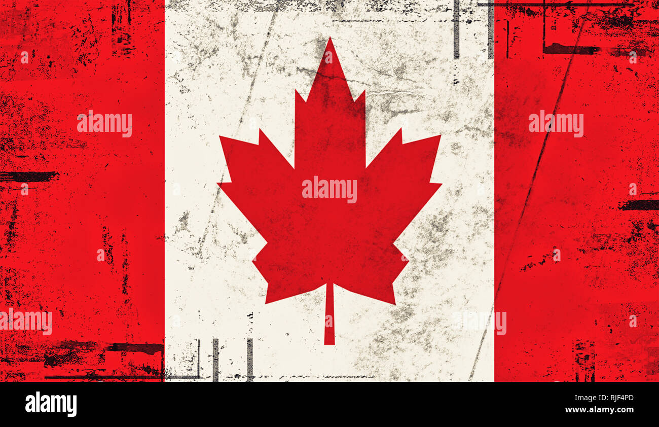 Vintage old flag of Canada. Art texture painted Canada national flag ...