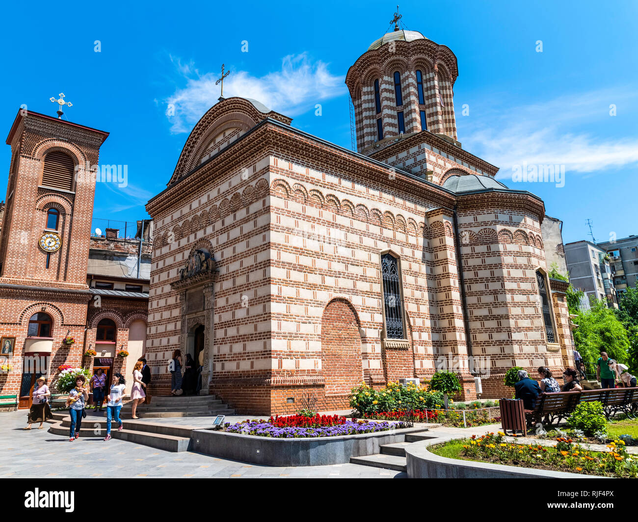 BUCHAREST, ROMANIA - JUNE 05, 2017: People Visit Church In Old ...