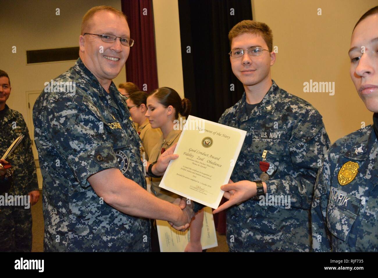 BREMERTON, Wash. (Nov. 9, 2016) – Capt. Alan Schrader (left), Naval ...