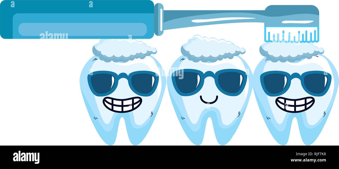 comic teeth with brush kawaii characters Stock Vector Image & Art - Alamy