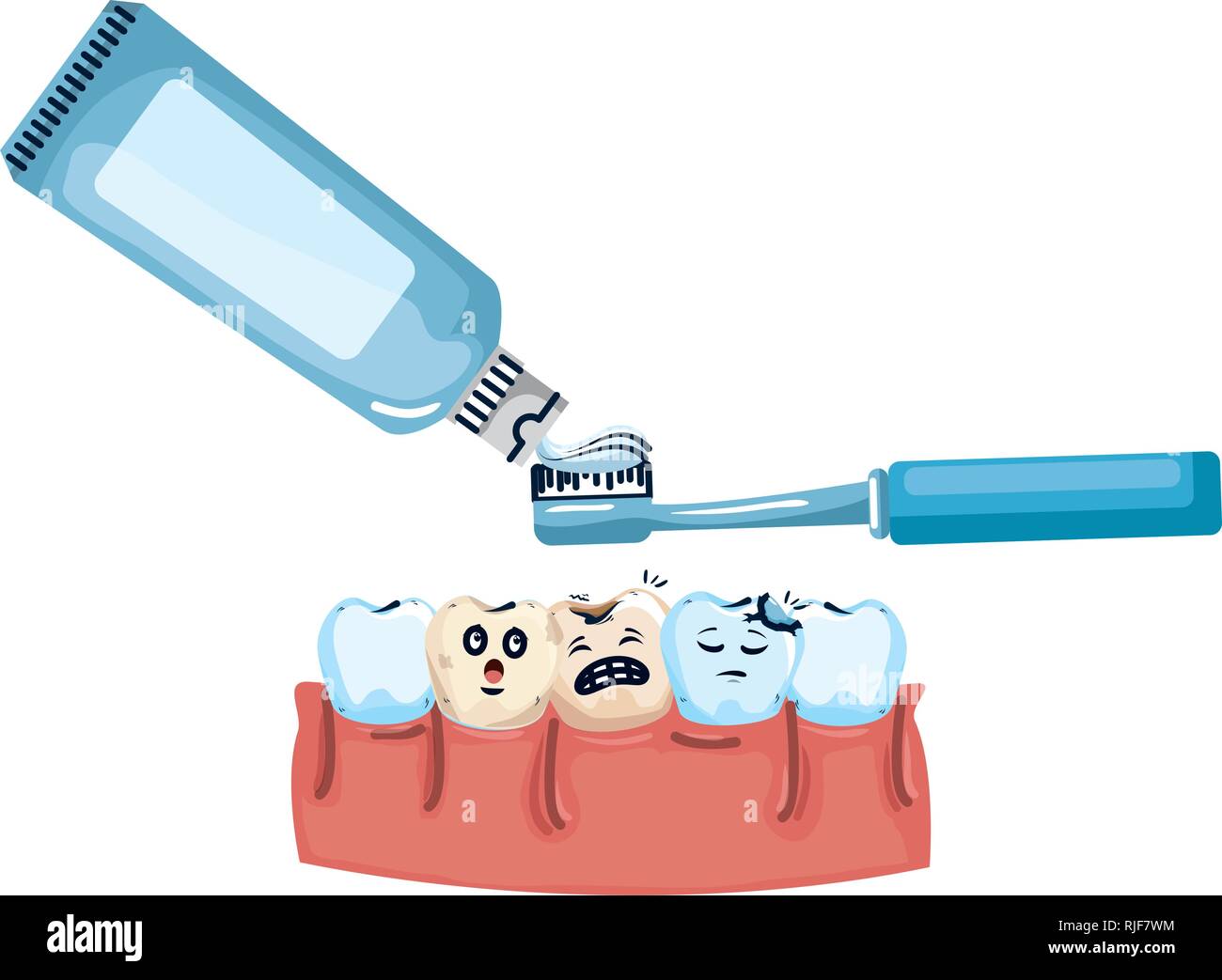 human teeth with toothbrush and paste Stock Vector Image & Art - Alamy