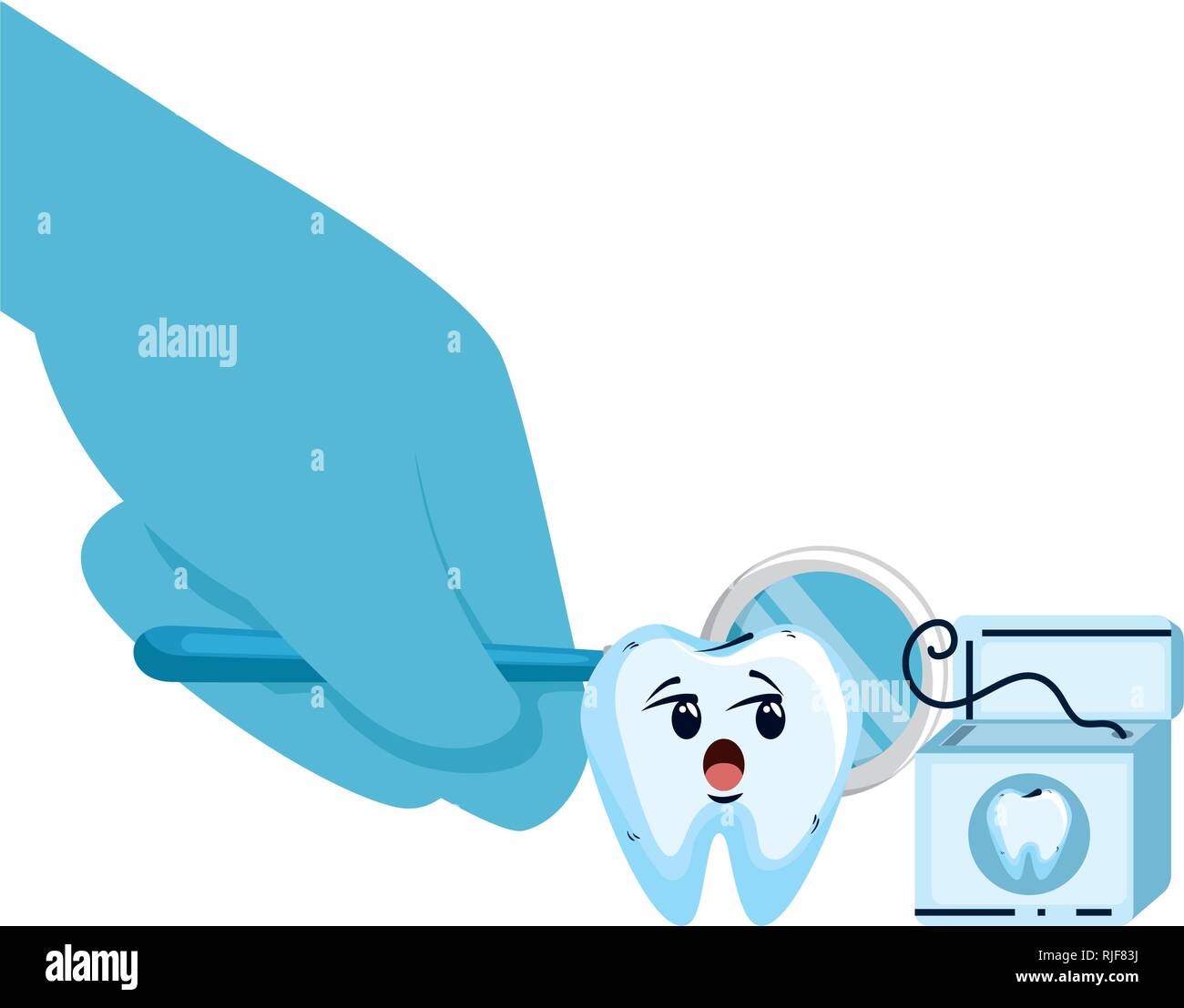 comic teeth with dentist hand using mirror Stock Vector Image & Art - Alamy