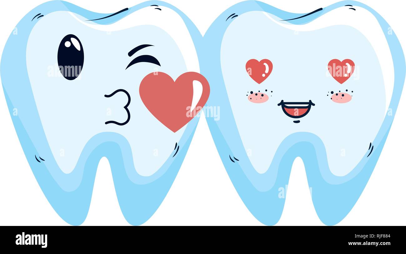 comic teeth couple with heart kawaii Stock Vector Image & Art - Alamy