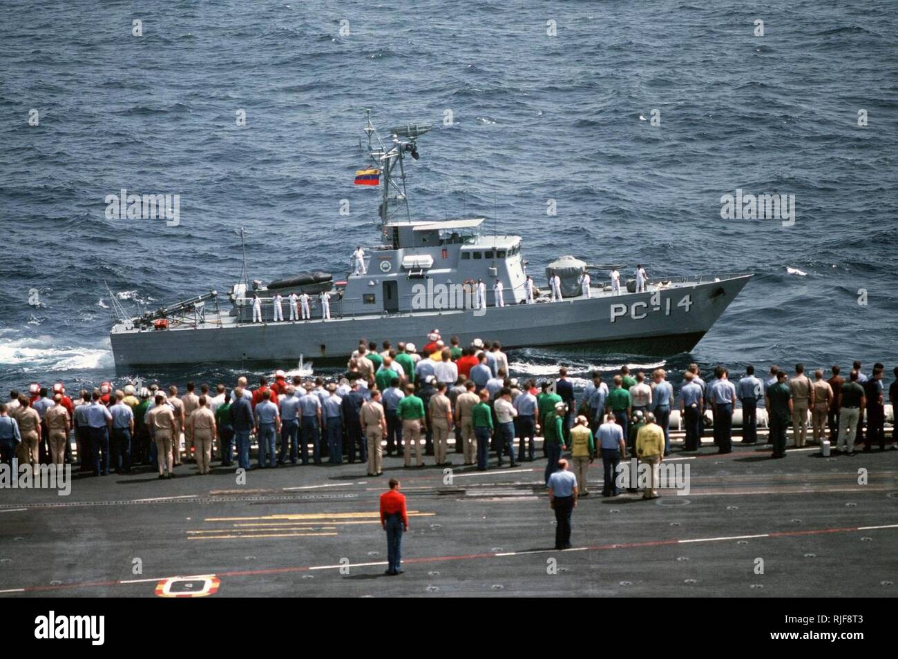 The Venezuelan fast attack craft LIBERTAD (PC 14) passes in review off ...