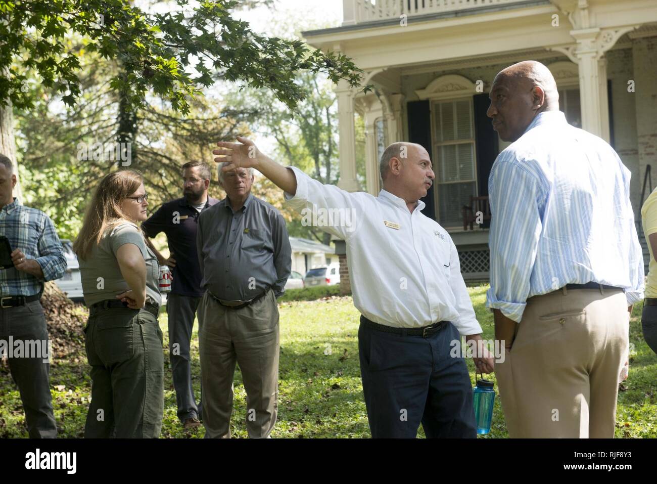 Arlington National Cemetery employees receive a tour the Gambrill House ...