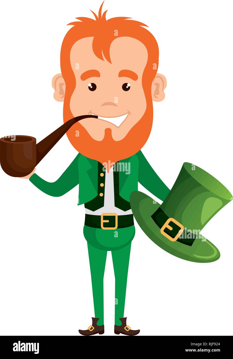 leprechaun with pipe wooden Stock Vector Image & Art - Alamy
