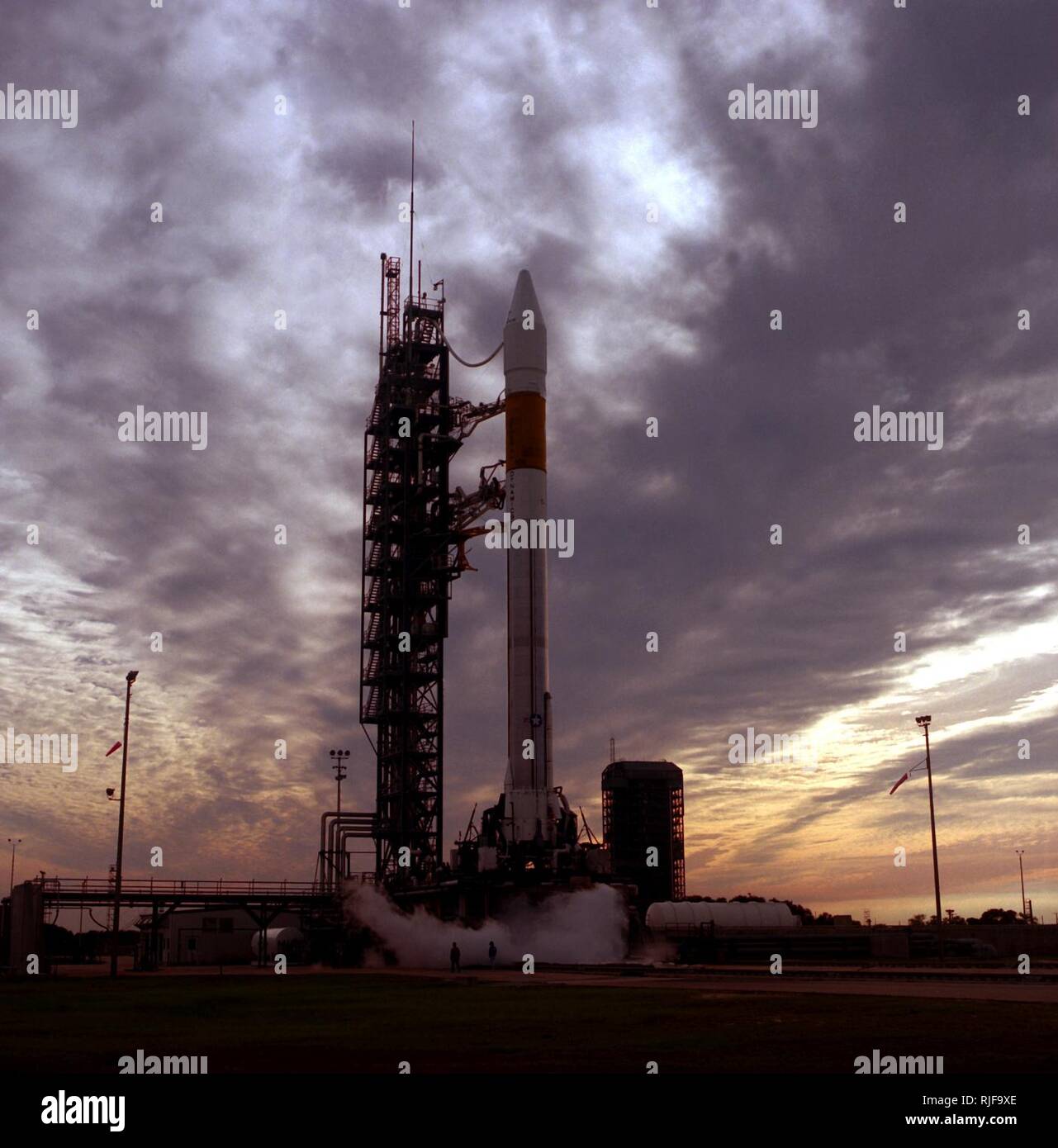 An Air Force Atlas II Rocket sits poised on Launch CX-36A at CCAFS ...