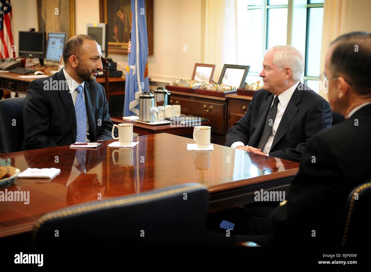 Secretary of Defense Robert M. Gates (2nd from right) meets with ...