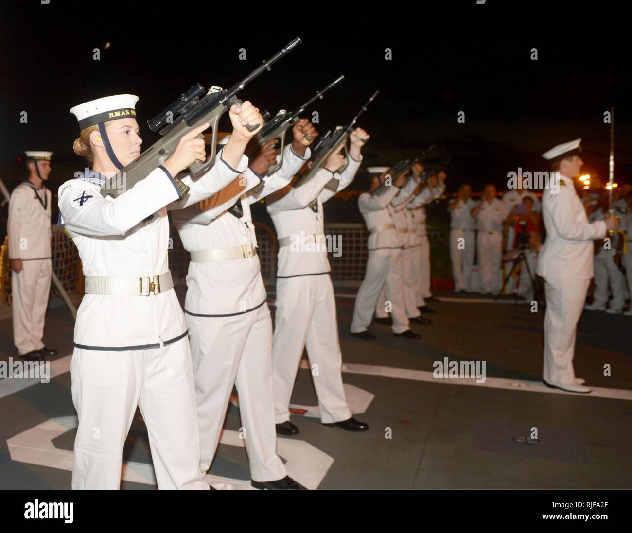 Australian sailors stationed aboard the fleet replenishment oiler HMAS ...