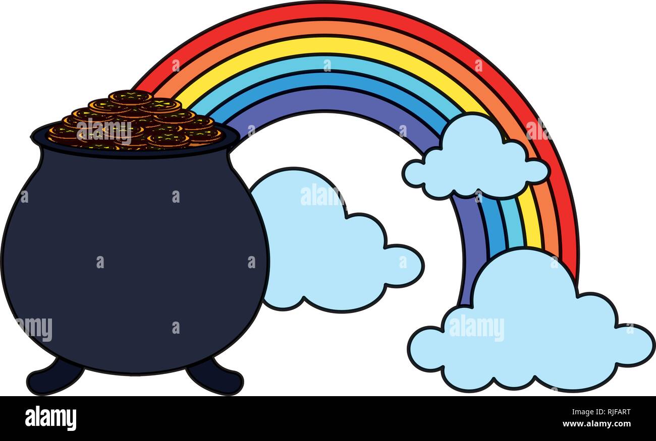 treasure cauldron with rainbow Stock Vector Image & Art - Alamy