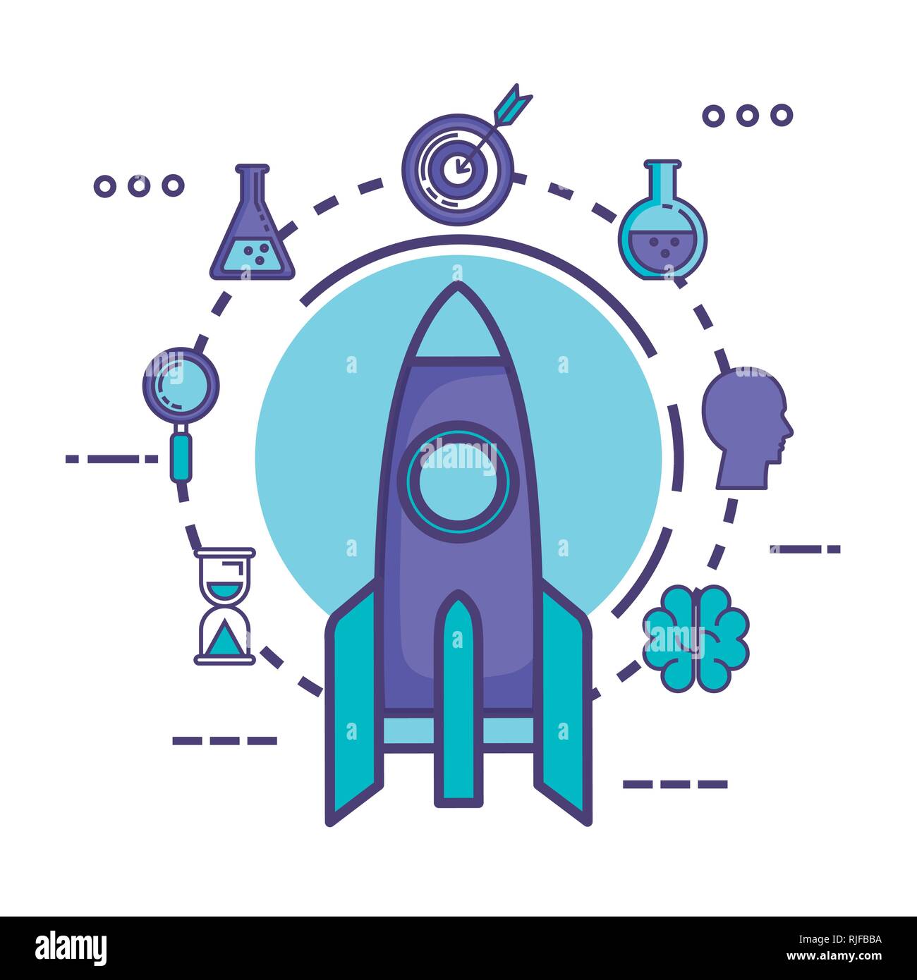 rocket launcher with innovation icons Stock Vector Image & Art - Alamy
