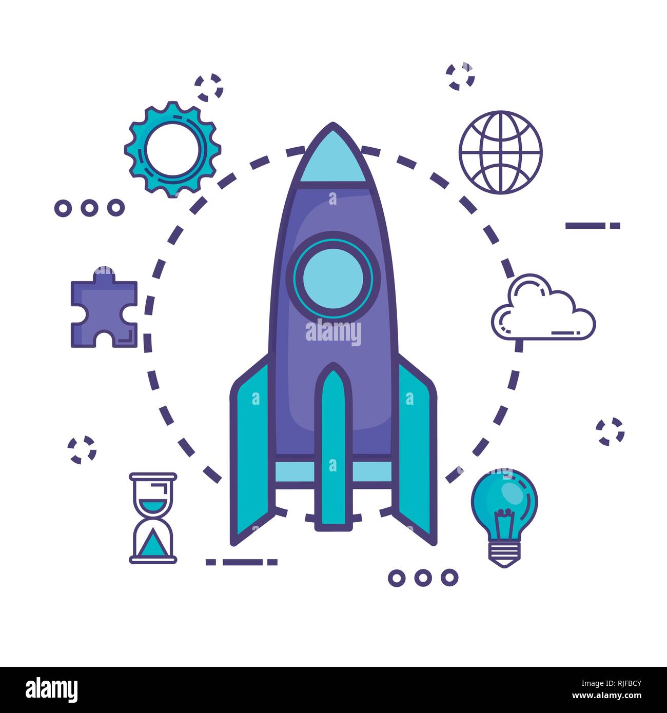 rocket launcher with innovation icons Stock Vector Image & Art - Alamy