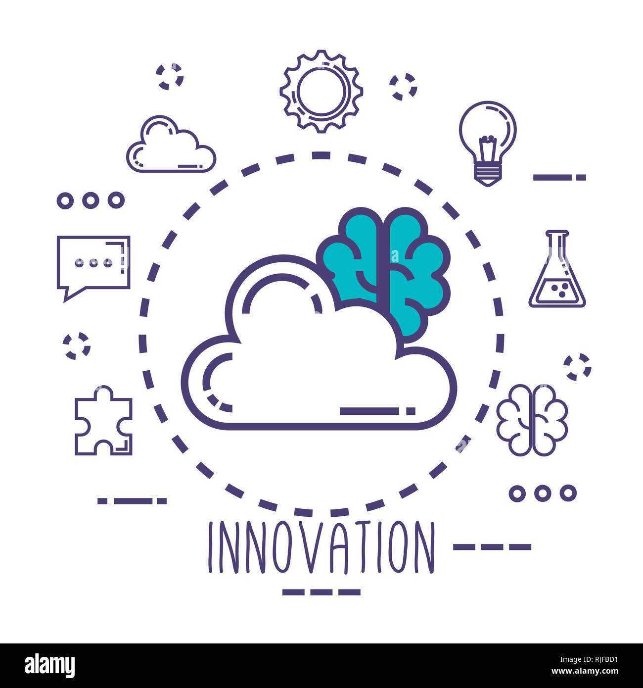 cloud and brain with innovation icons Stock Vector Image & Art - Alamy