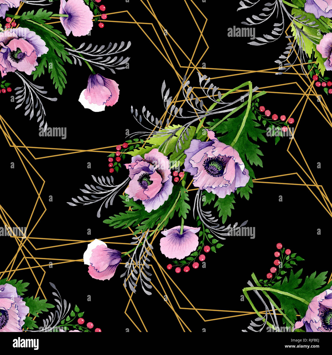 Pink purple poppy botanical flower. Wild spring leaf isolated ...