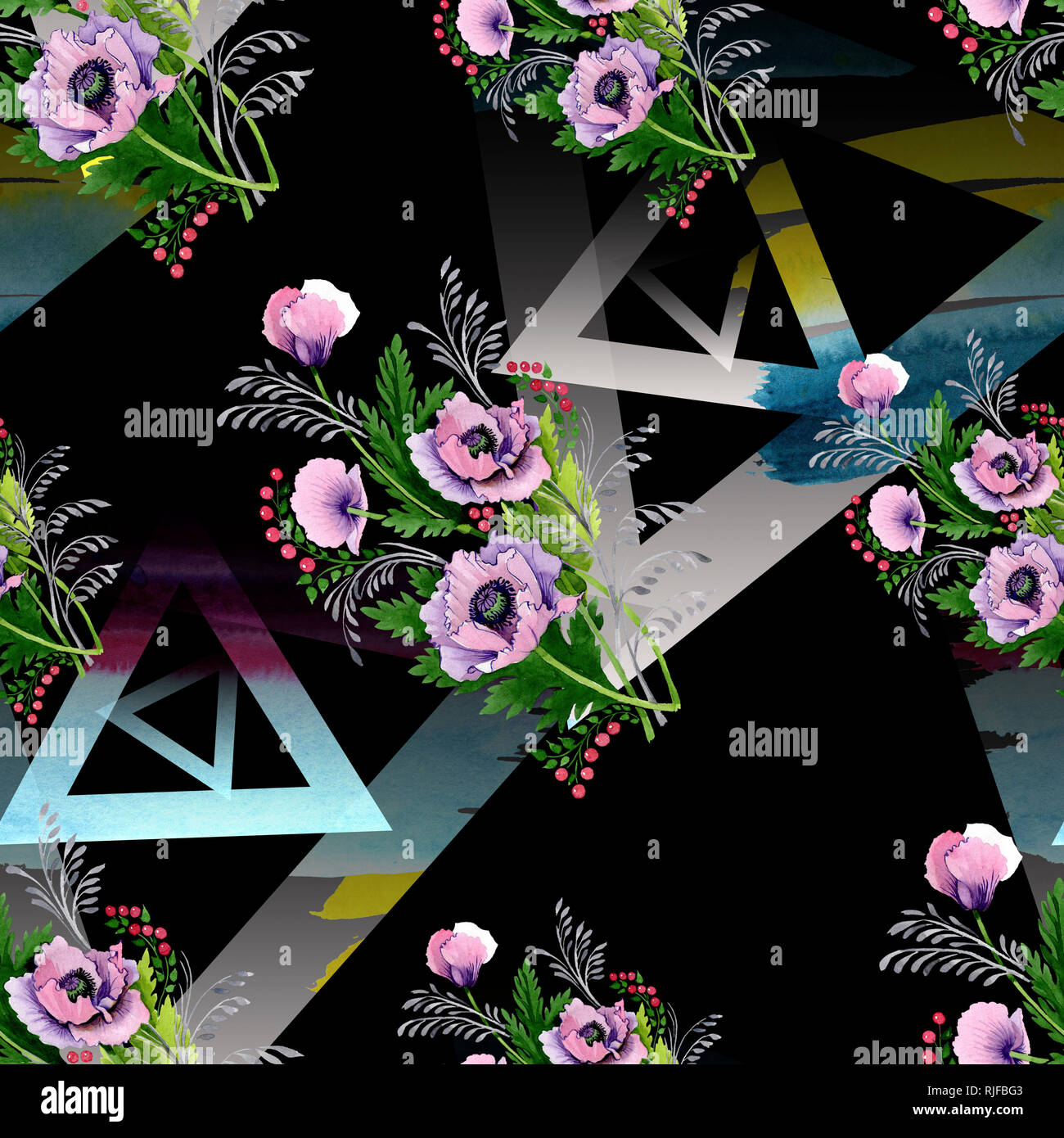 Pink purple poppy botanical flower. Wild spring leaf isolated ...