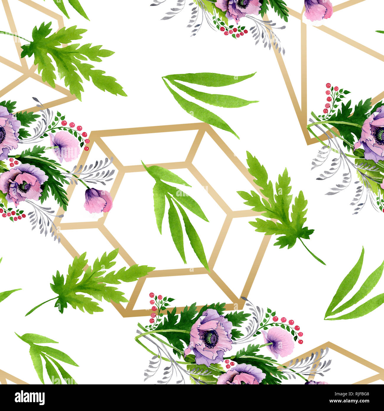 Pink purple poppy botanical flower. Wild spring leaf isolated ...