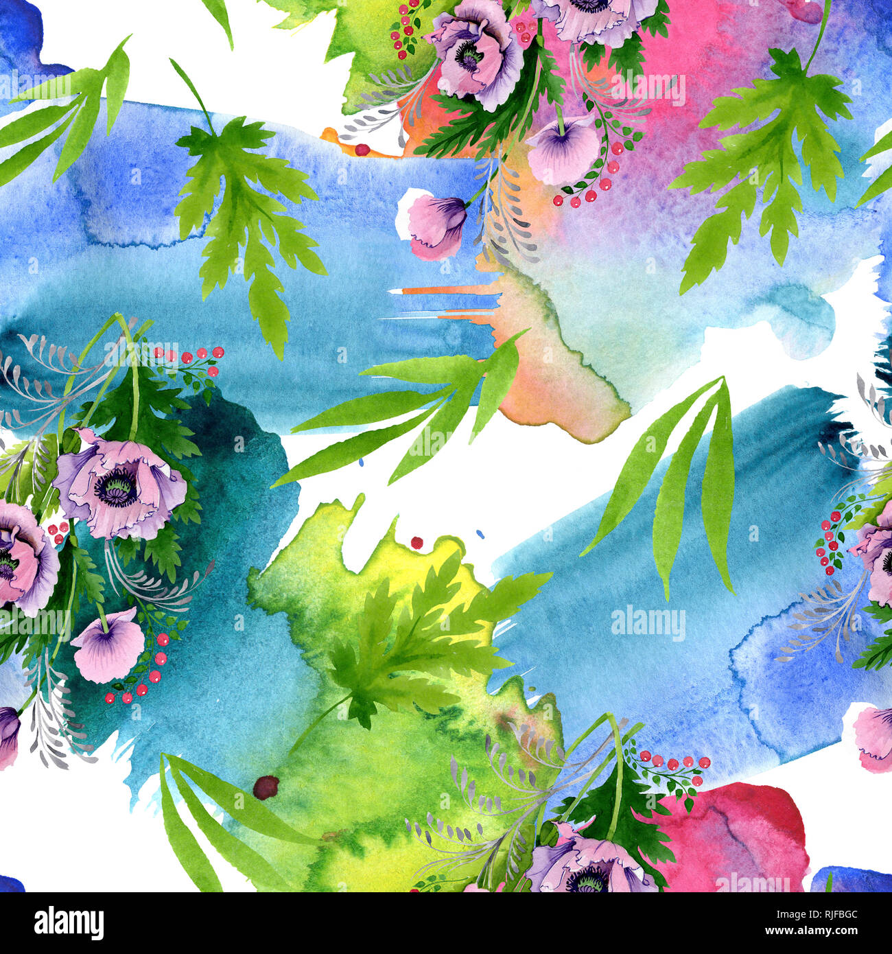 Pink purple poppy botanical flower. Wild spring leaf isolated ...