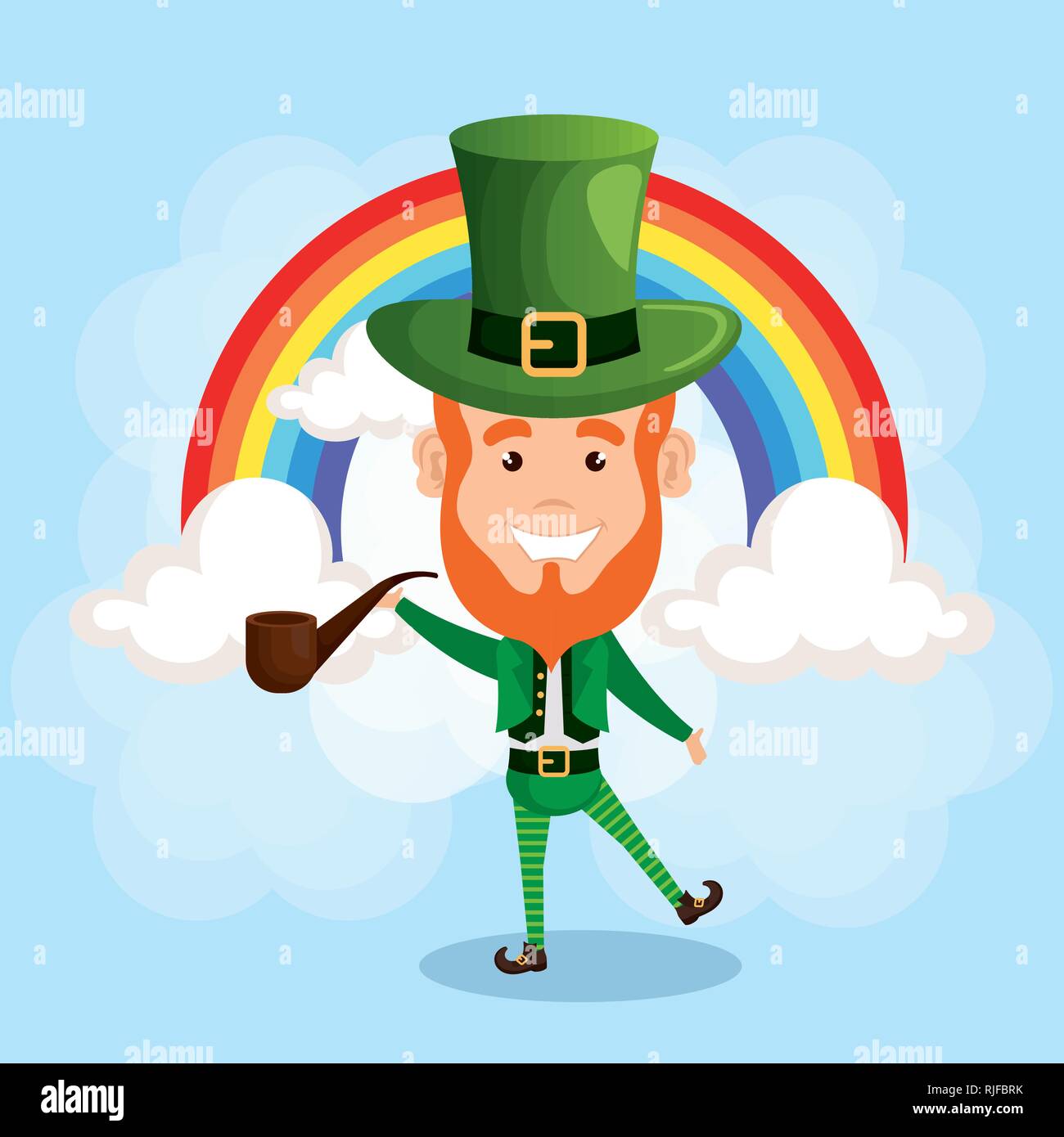 leprechaun with pipe wooden Stock Vector Image & Art - Alamy