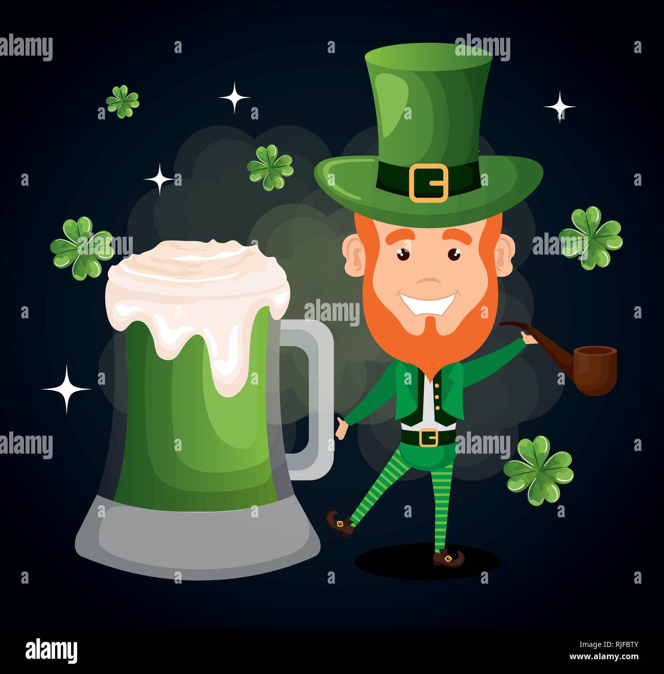 leprechaun with pipe wooden Stock Vector Image & Art - Alamy