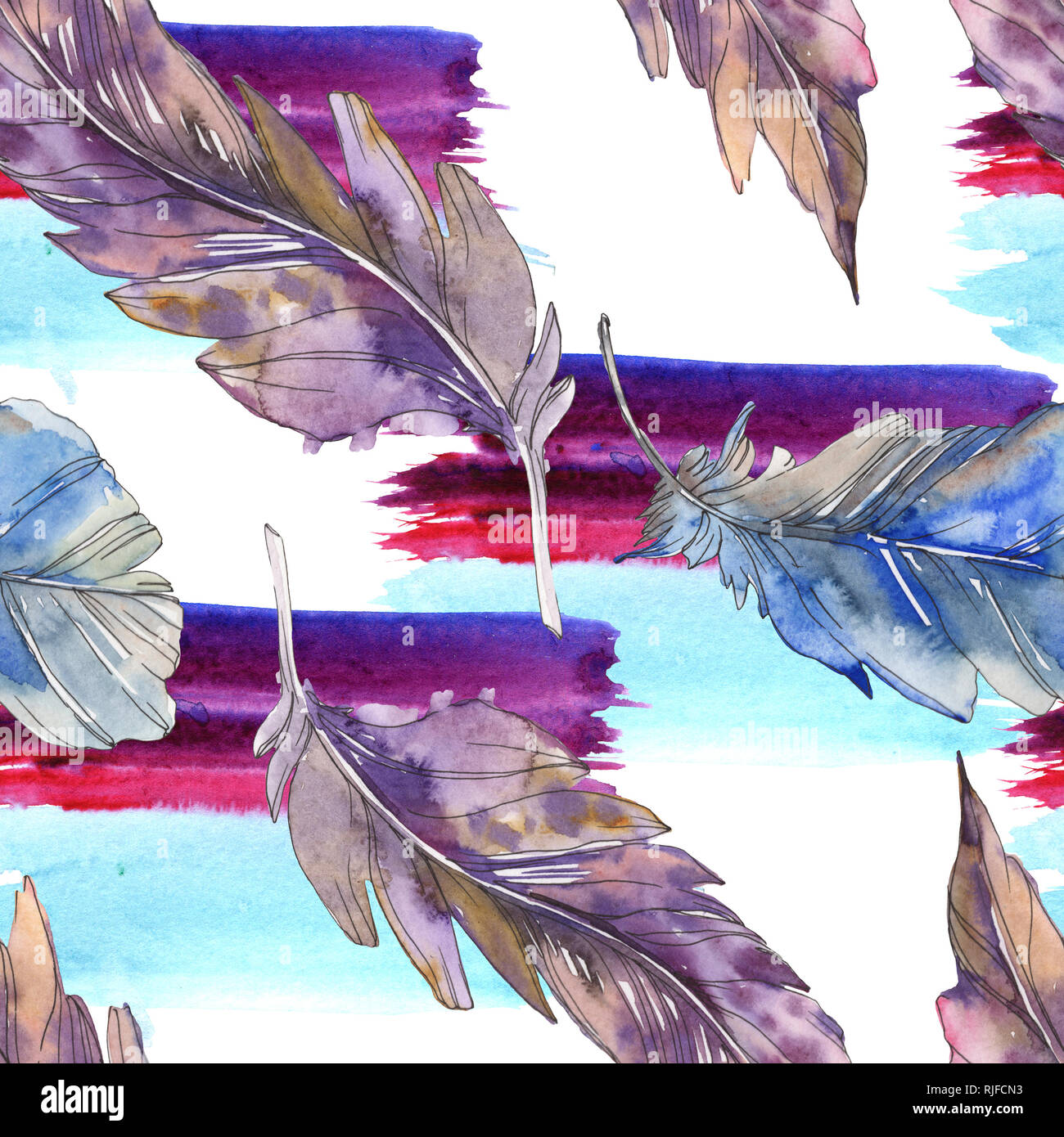 Bird feather from wing isolated. Watercolor background illustration set ...