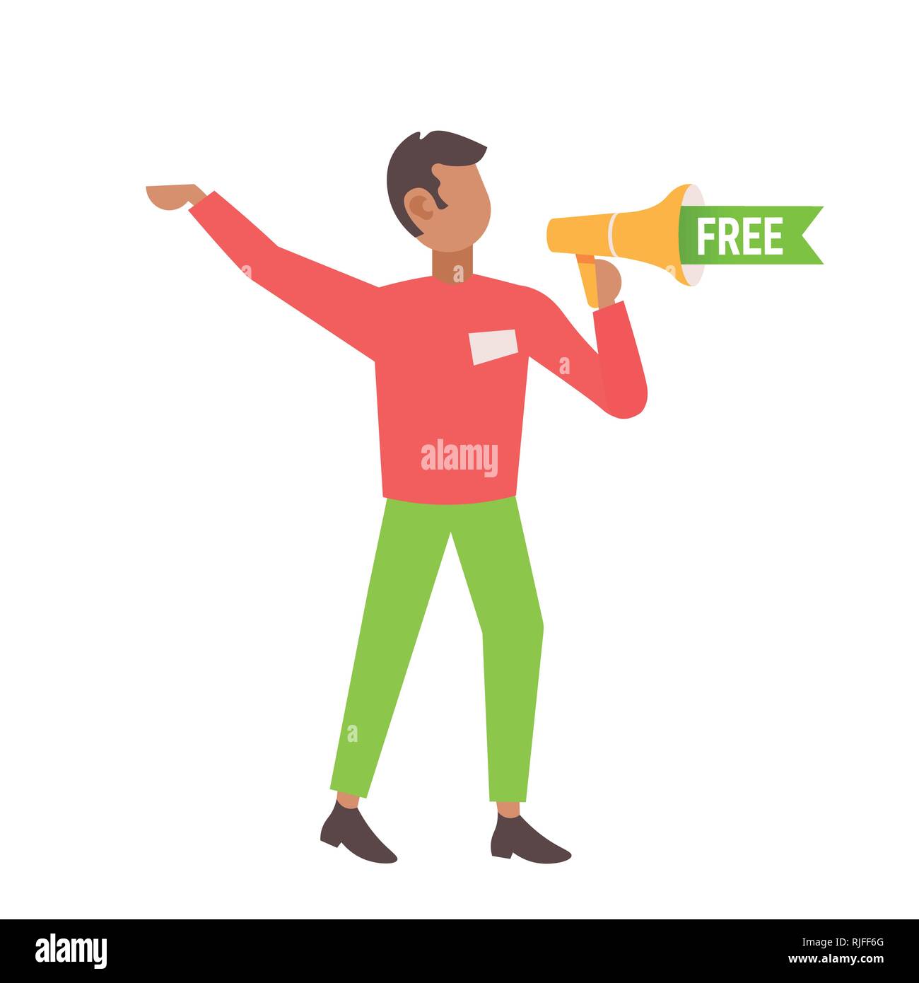 man holding loudspeaker african american announcer shouting megaphone ...