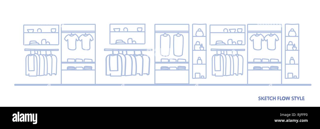 big fashion shop empty nobody super market female clothes shopping mall ...