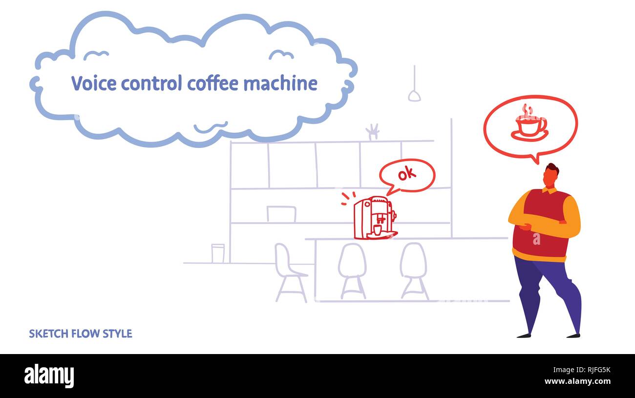 home coffee machine controlled by man smart tech recognizes commands ...