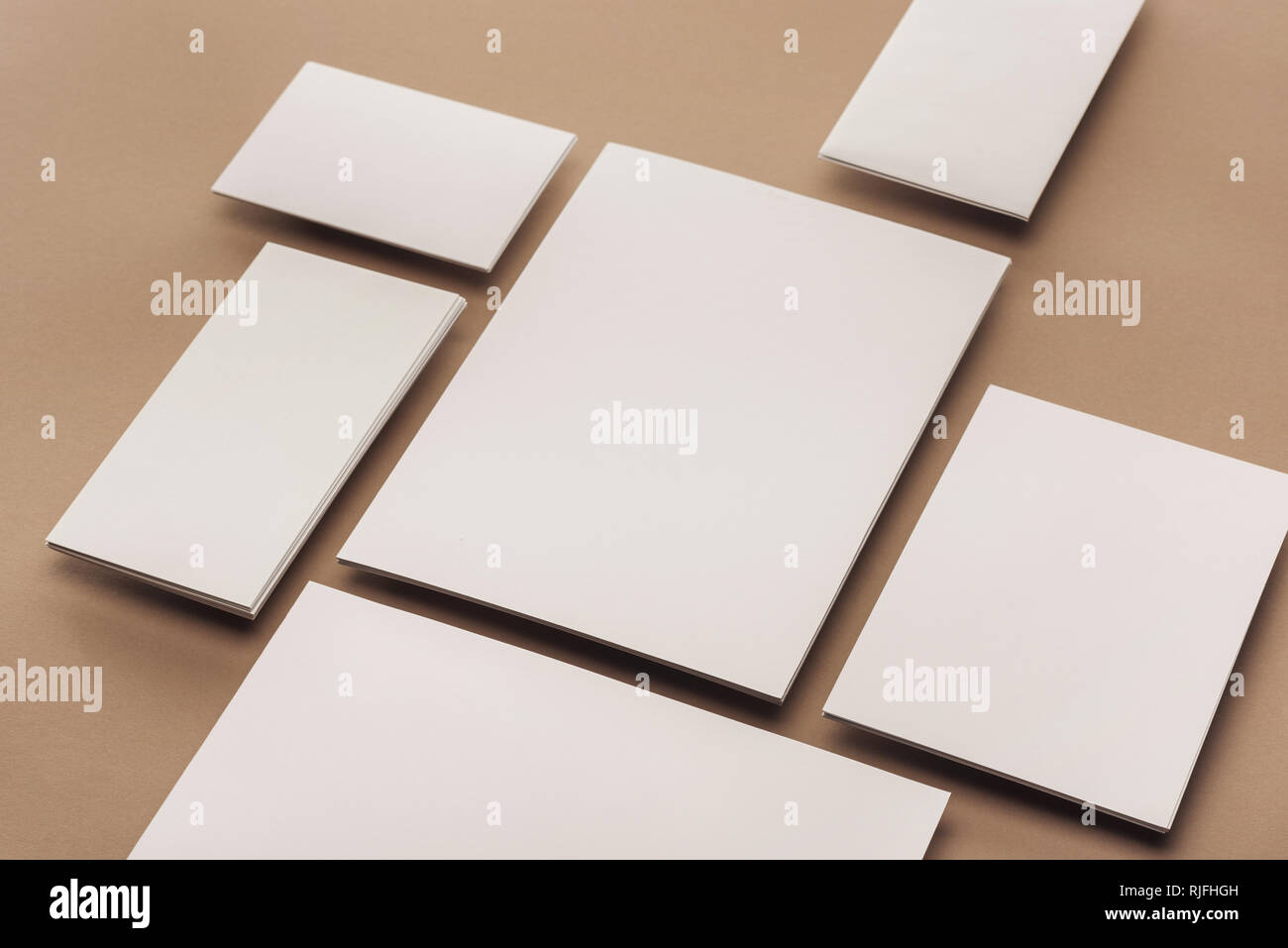 Flat lay with empty sheets of paper and cards Stock Photo - Alamy