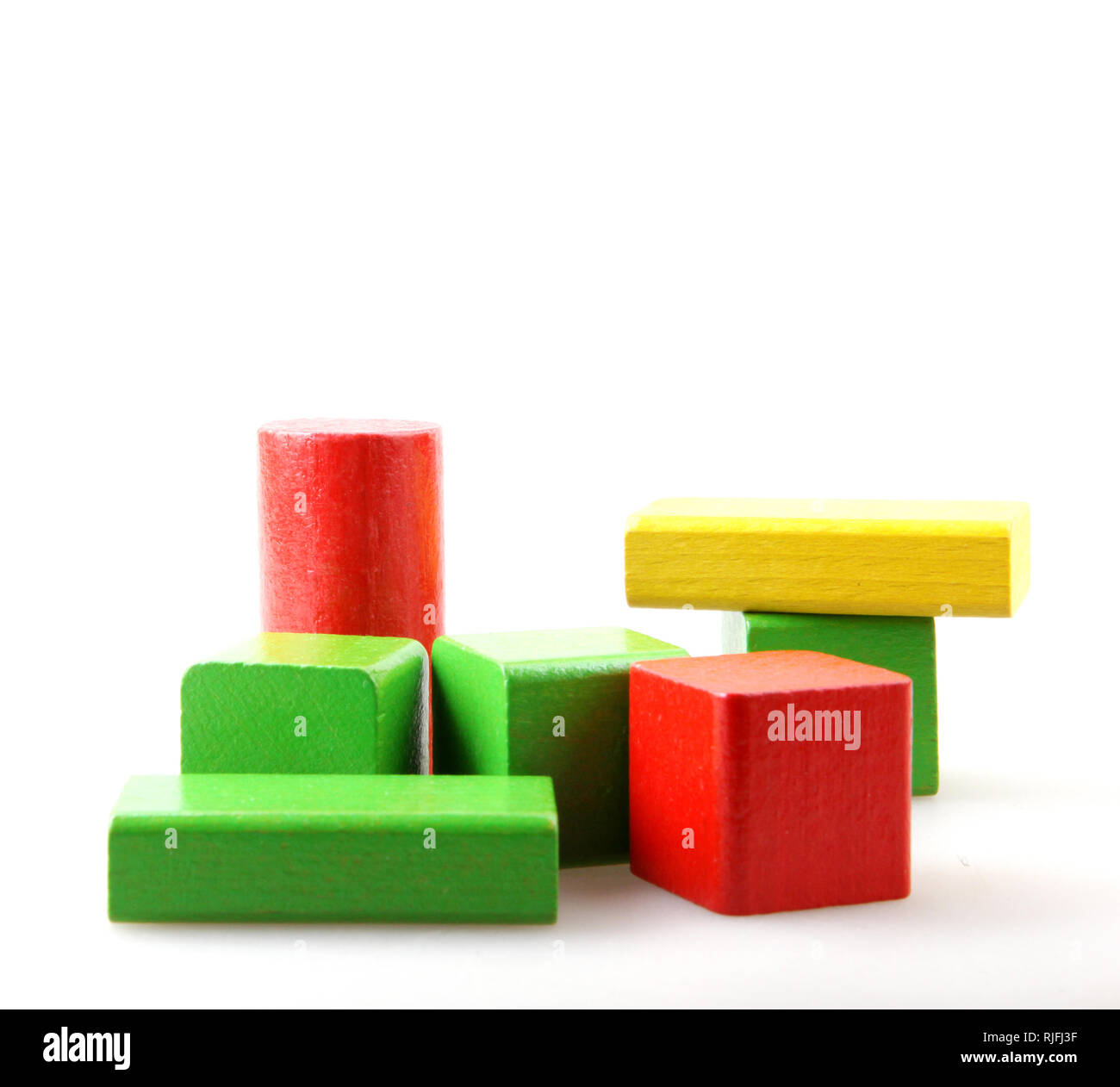 Wooden Blocks On White Stock Photo - Alamy