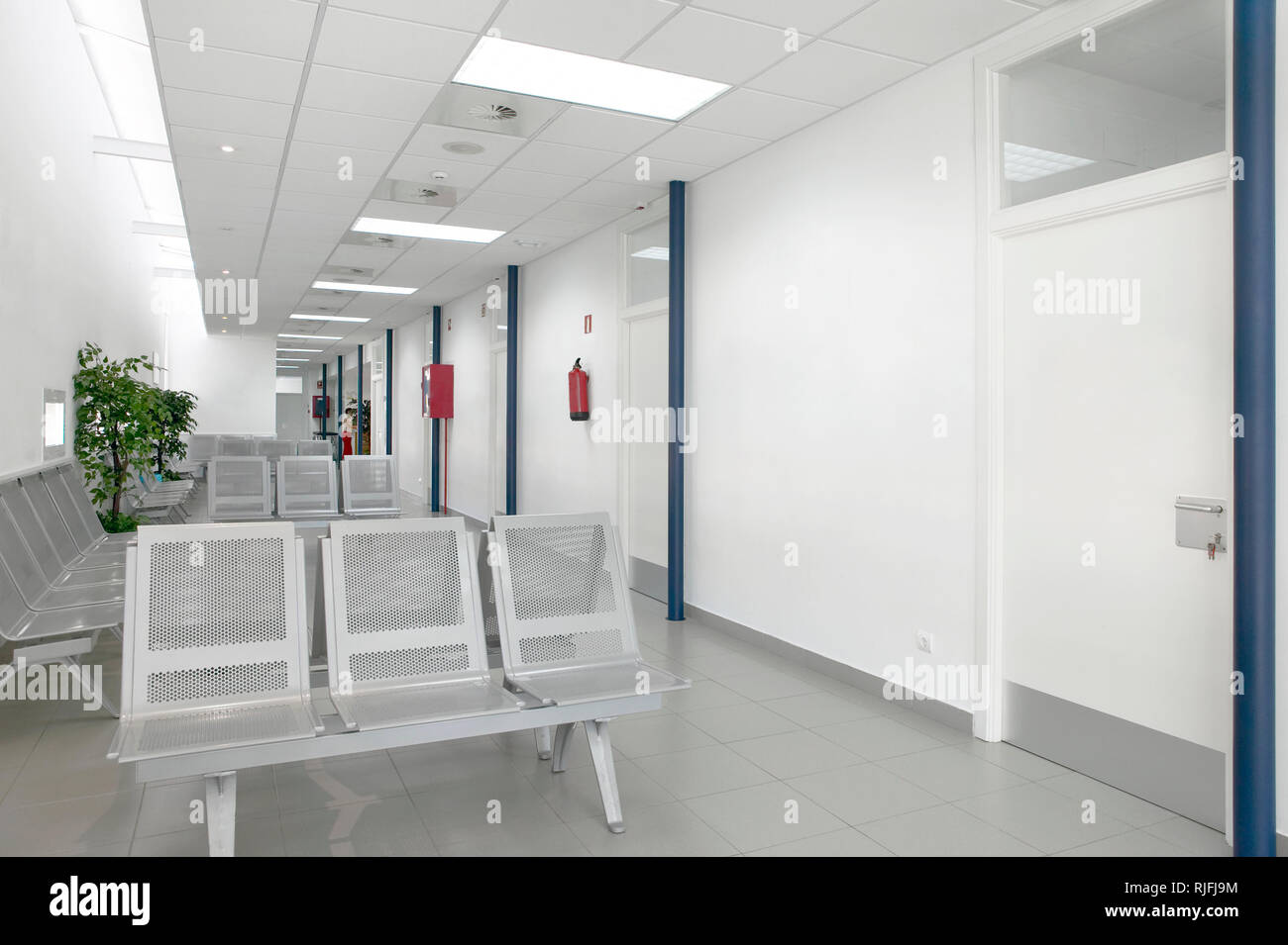 Public building waiting area. Health center interior. Nobody ...