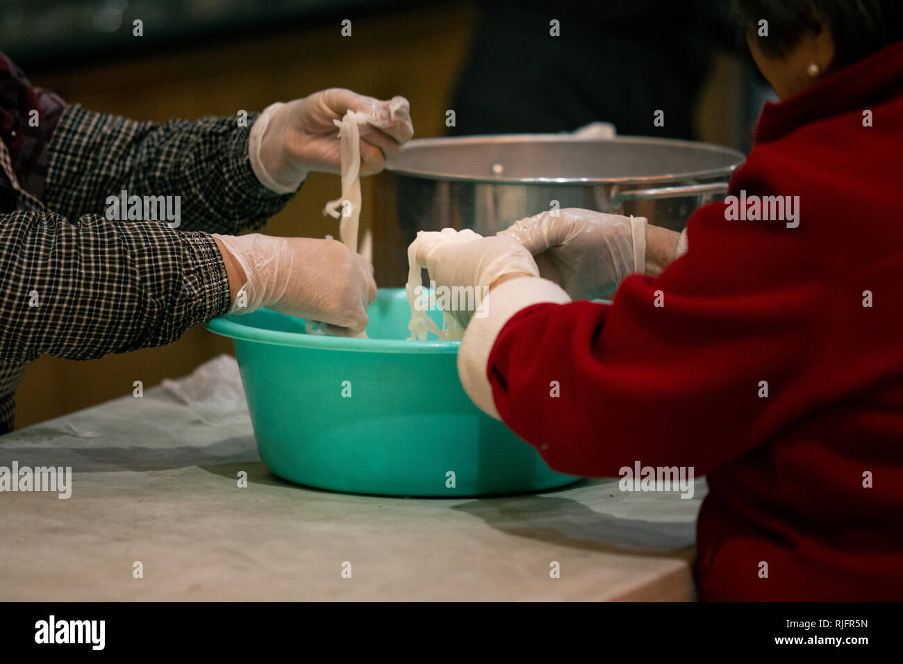 Los Angeles, California, USA. 4th February, 2019. Noodles being ...