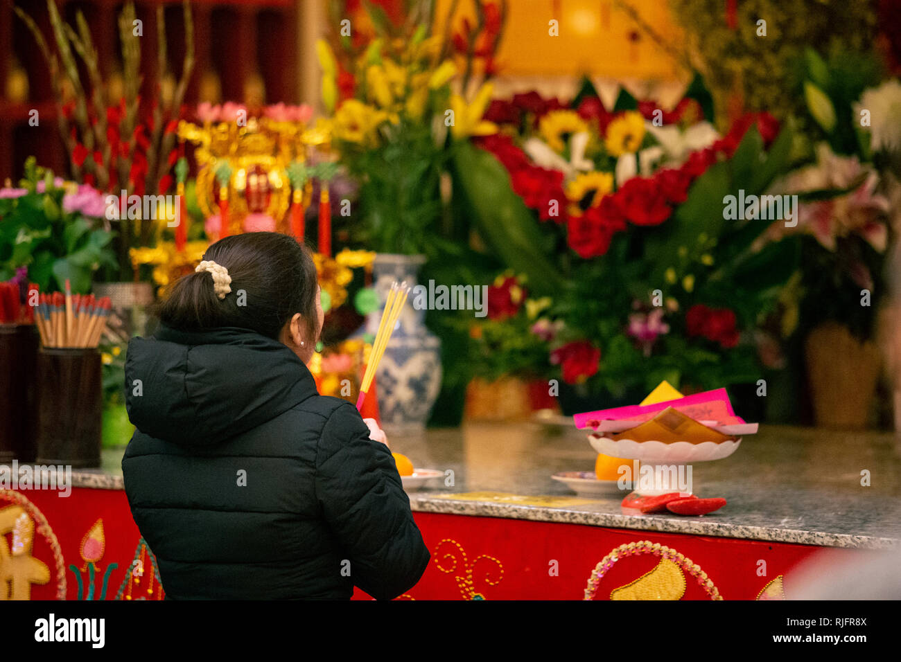 Los Angeles, California, USA. 4th February, 2019. Burning incense at ...