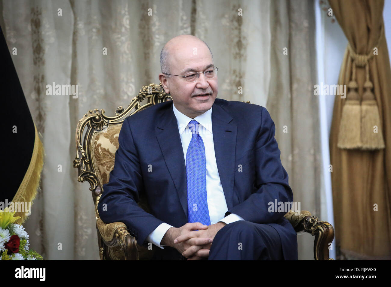 Baghdad, Iraq. 06th Feb, 2019. Iraqi President Barham Salih during a ...
