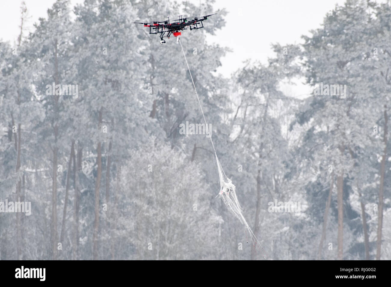 Manching, Germany. 06th Feb, 2019. A fighter drone of the type AirRobot ...