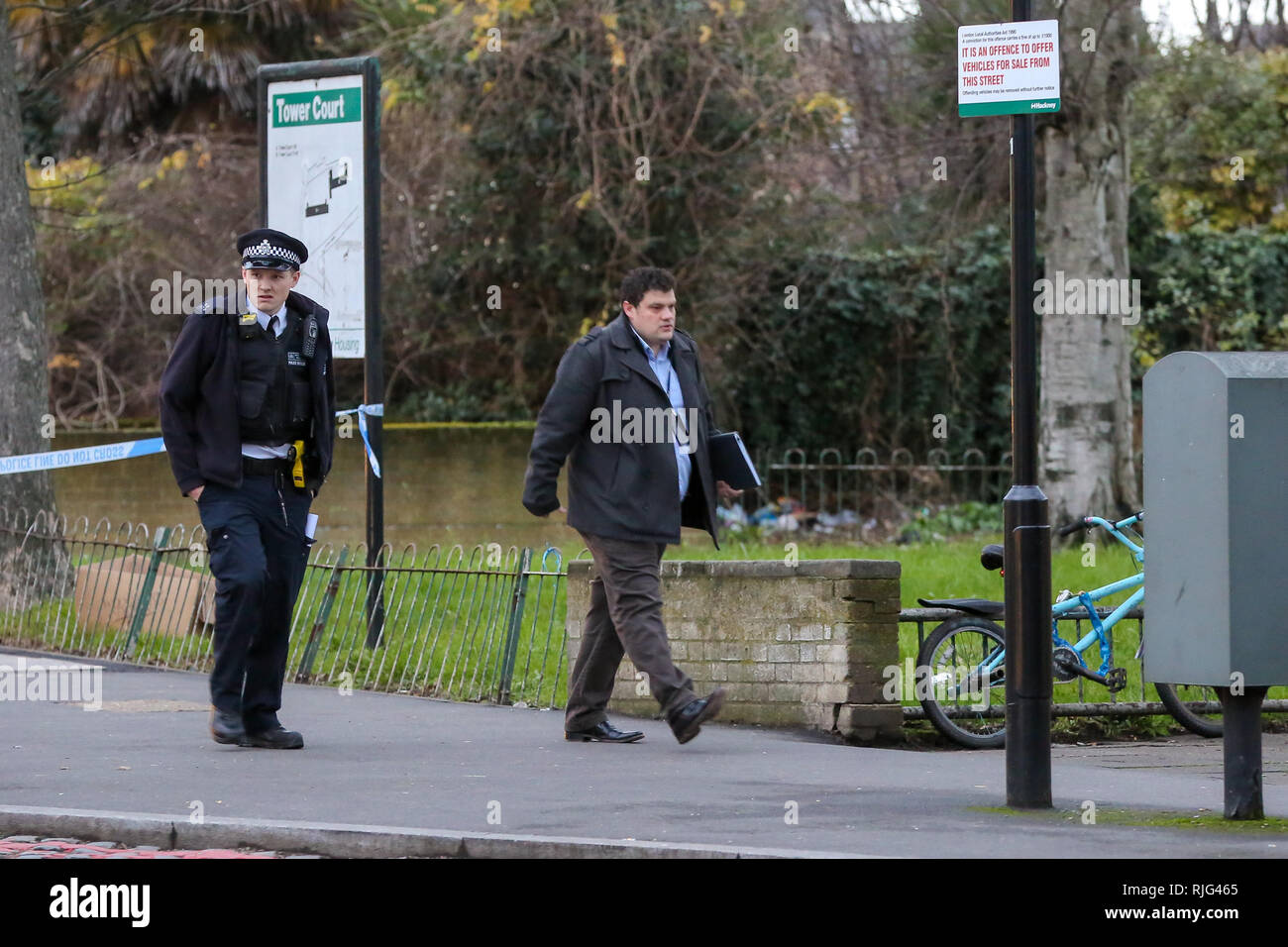 Castlewood Road, Hackney, East London, UK 6 Feb 2019 - A crime scene at ...