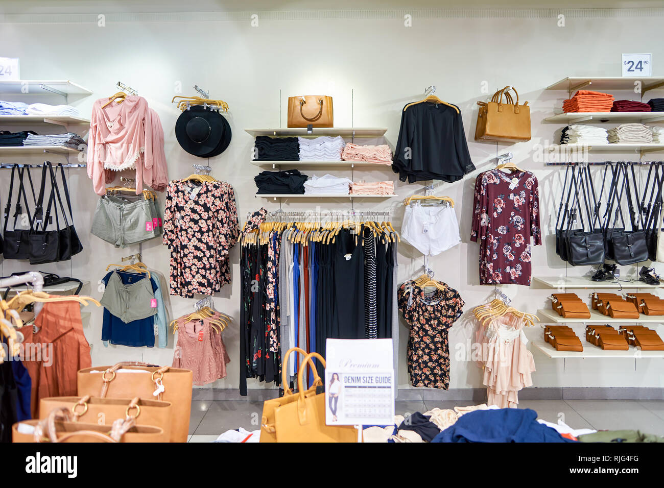 NEW YORK - MARCH 19, 2016: inside of Forever 21 in New-York. Forever 21 ...