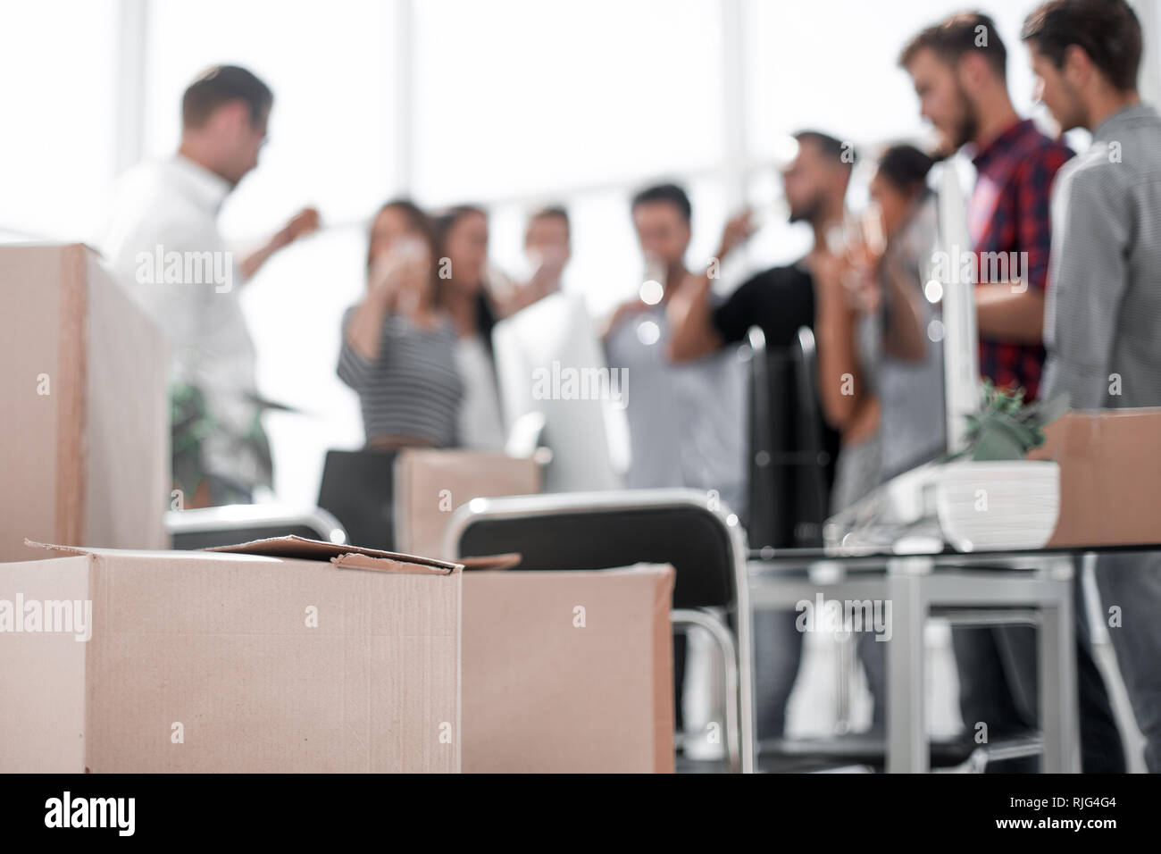 business background.cardboard boxes in the new office Stock Photo - Alamy