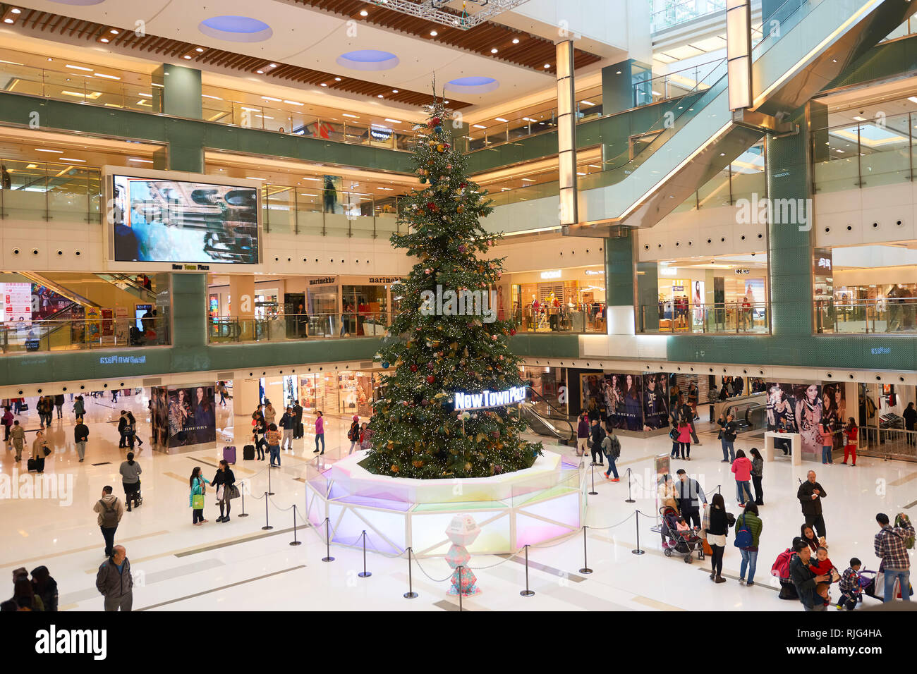 HONG KONG - DECEMBER 26, 2015: inside New Town Plaza. New Town Plaza is ...