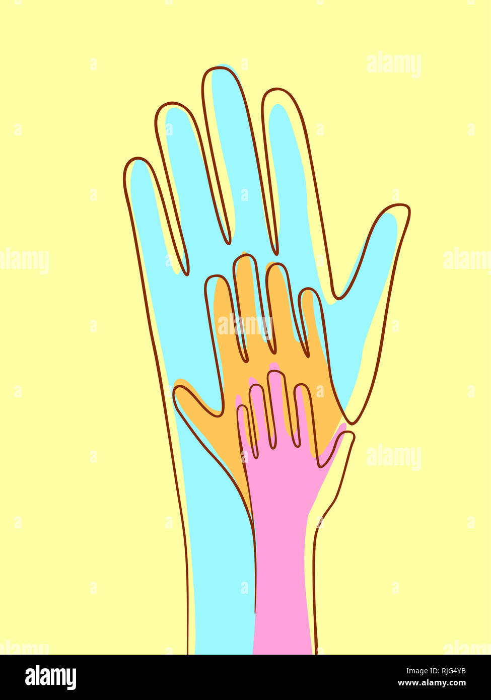 Illustration of Hands from Kid Hand to Adult Formed with a Connected ...