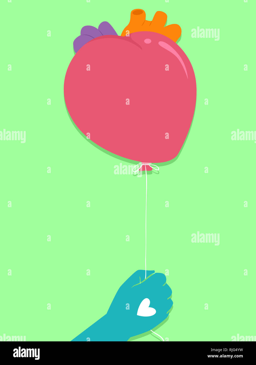 Illustration of a Hand Holding a Heart Shape Balloon. Organ Donation ...