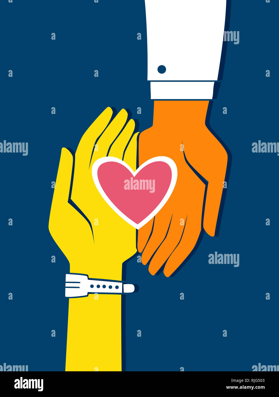 Illustration of a Hand of a Doctor and a Patient with Wristband Holding ...