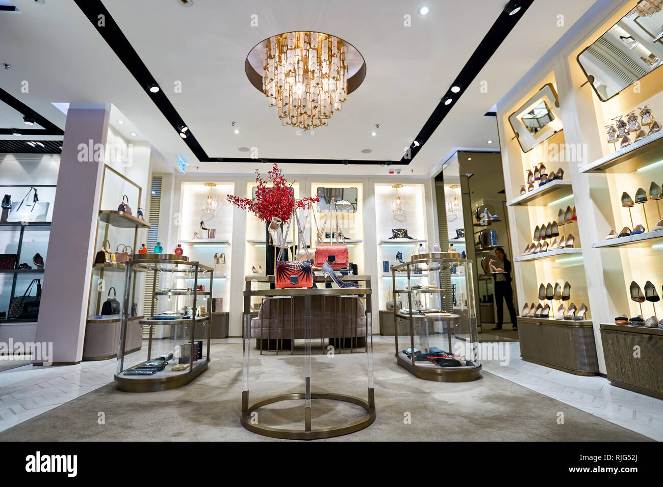 HONG KONG - JANUARY 26, 2016: interior of Jimmy Choo store at Elements ...