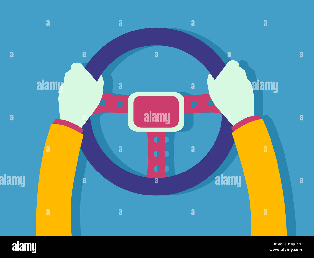 Illustration of Driver Hands Using the Steering Wheel Stock Photo - Alamy