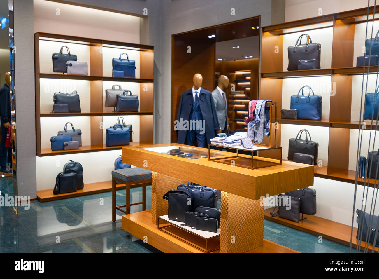 HONG KONG - JANUARY 27, 2016: inside of Ermenegildo Zegna store ...