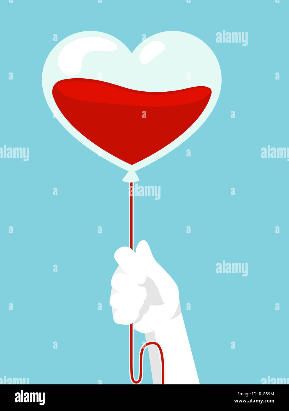 Illustration of a Hand Holding a Blood Heart Shape Balloon. Blood ...