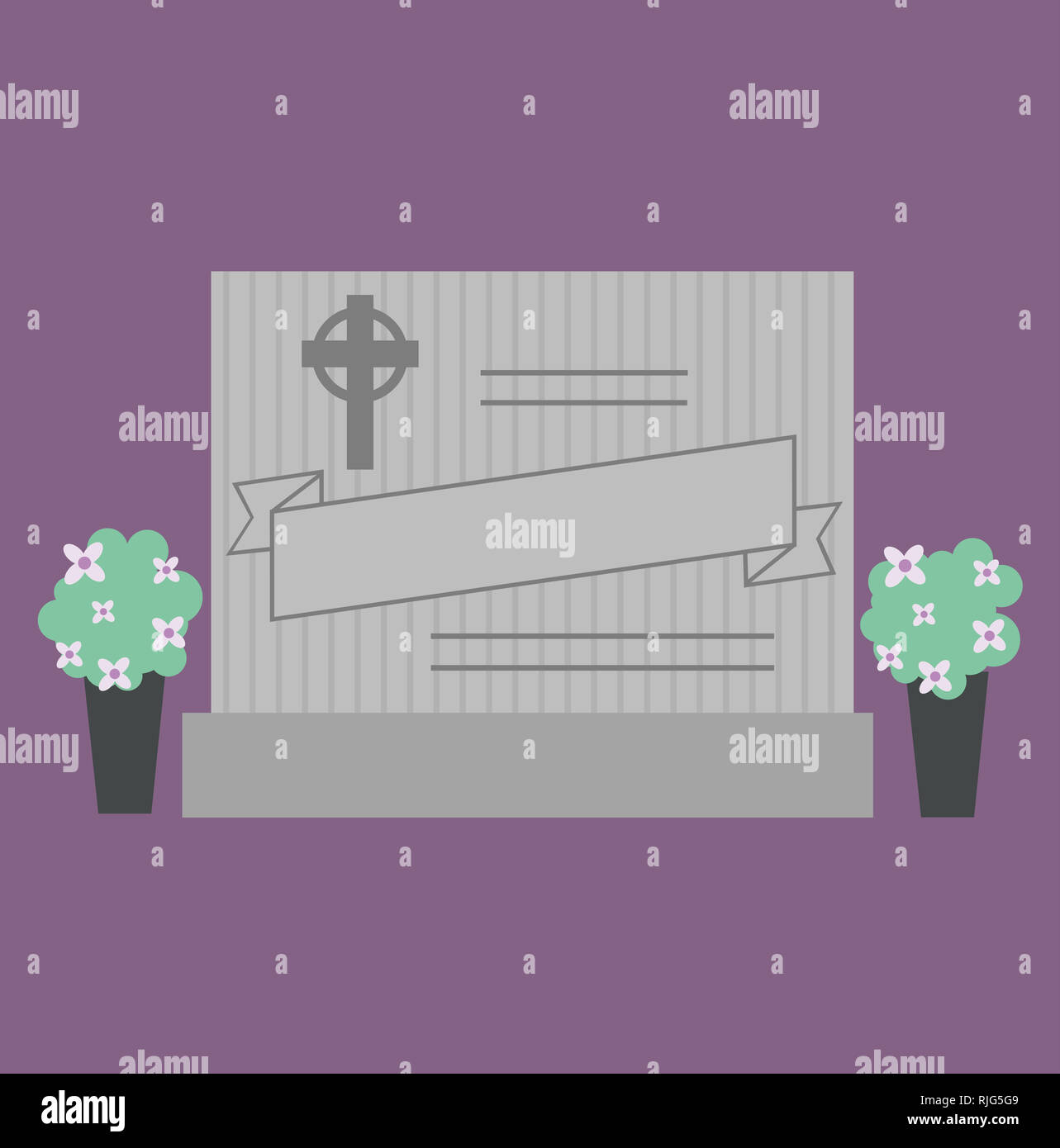 Illustration of a Grave Stone with Flowers in the Cemetery Stock Photo ...