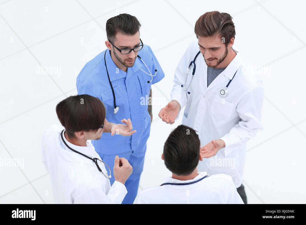 view from the top. team of doctors discussing the problems Stock Photo ...