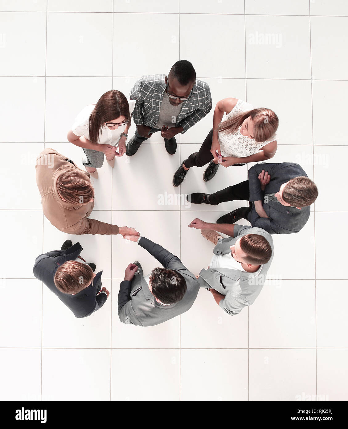 top view. handshake business people Stock Photo - Alamy
