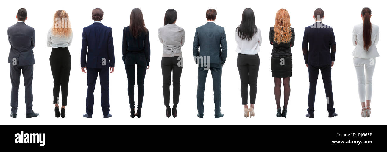 rear view. business team looking forward. isolated on white Stock Photo ...
