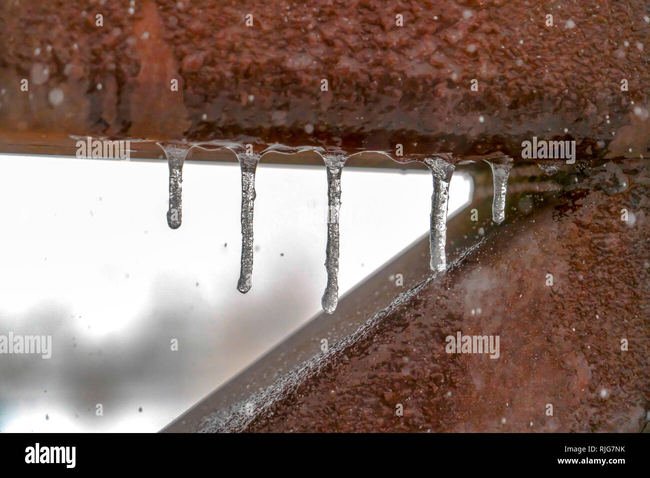 Icicle on metal bridge hi-res stock photography and images - Alamy